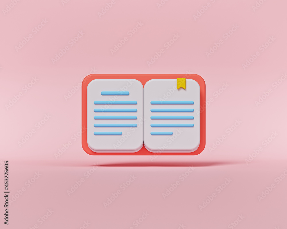 cartoon style Open note book with bookmark isolated. minimal flat ...
