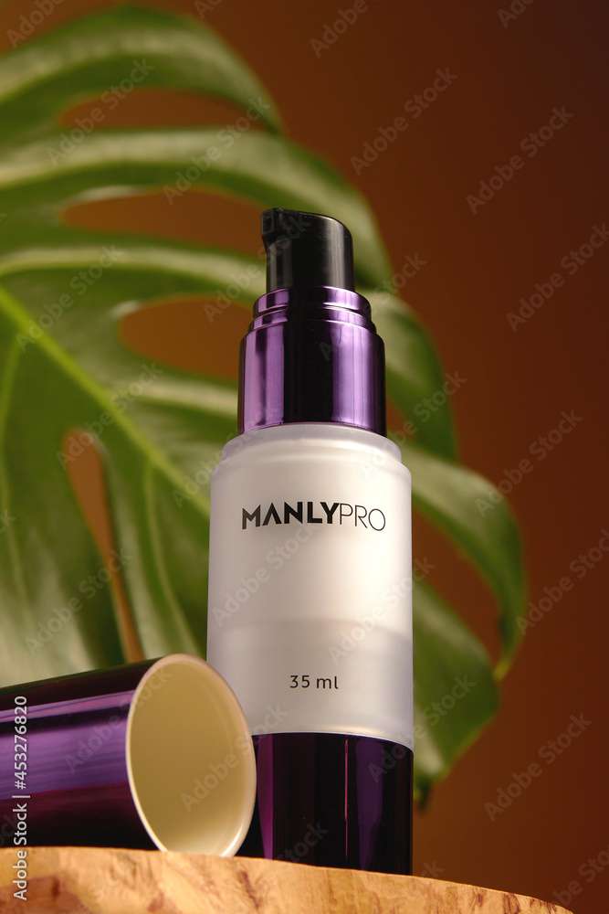 Udachny, Russia - August 27, 2021: Conatainer with fluid foundation ...