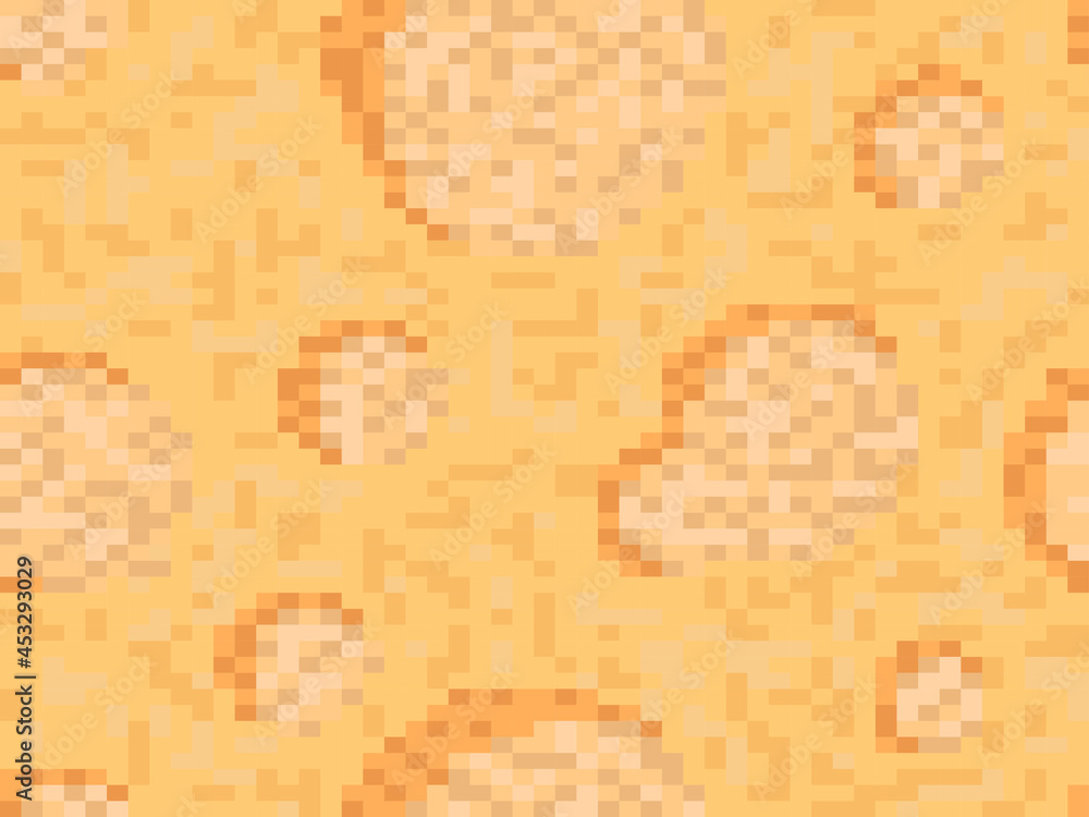 Cheese 8 bit pixel art seamless pattern. Pixel cheese with holes in 8 ...