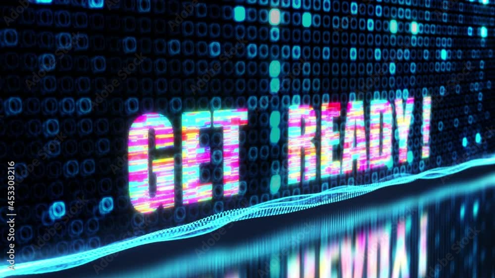 3D animation of GET READY colorful text word flicker light animation ...
