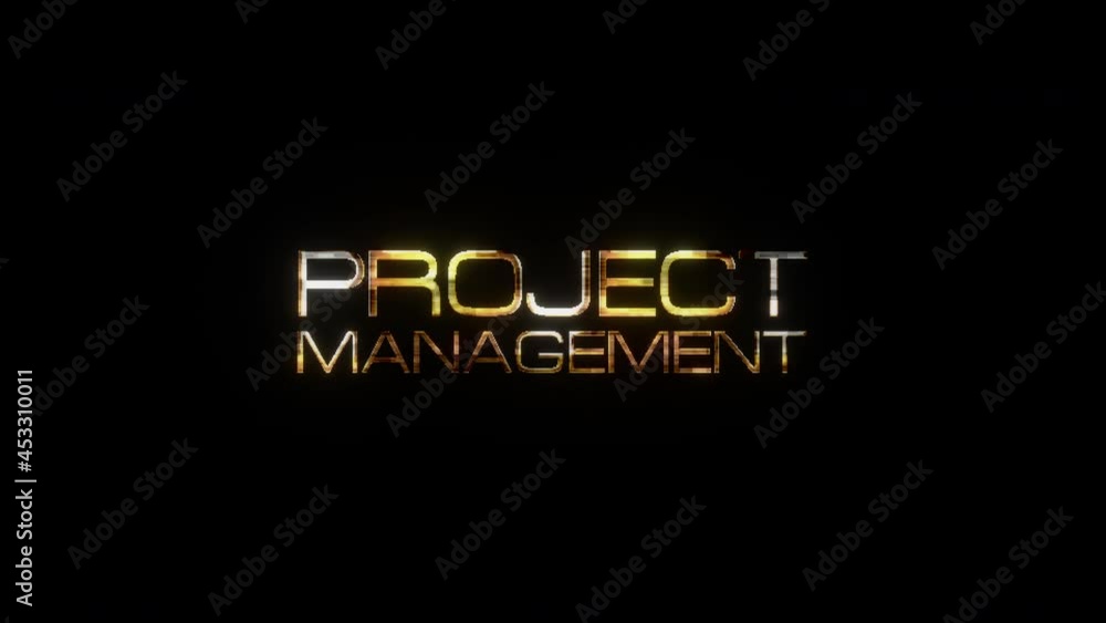 Animation of Project Management gold text flashing up motion graphic ...