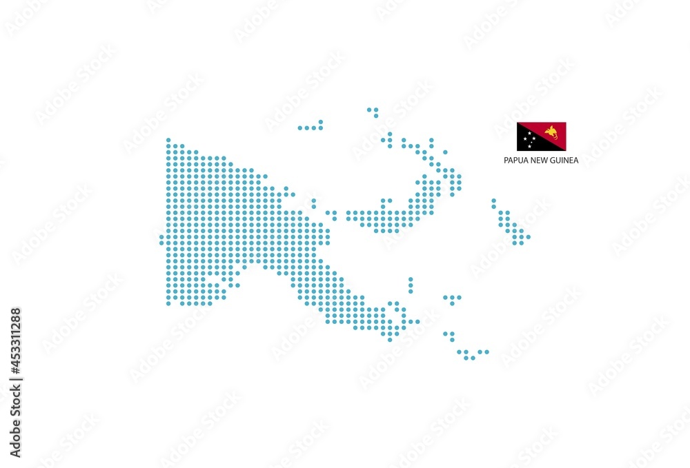 Papua New Guinea map design blue circle, white background with Papua ...