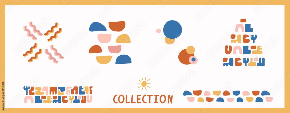 Whimsical henri matisse style cut out shape pattern set. Seamless ...