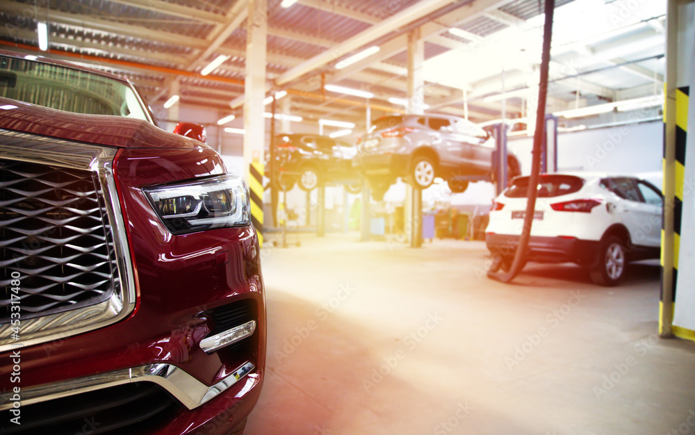Modern car repair station with a large number of lifts and specialized ...