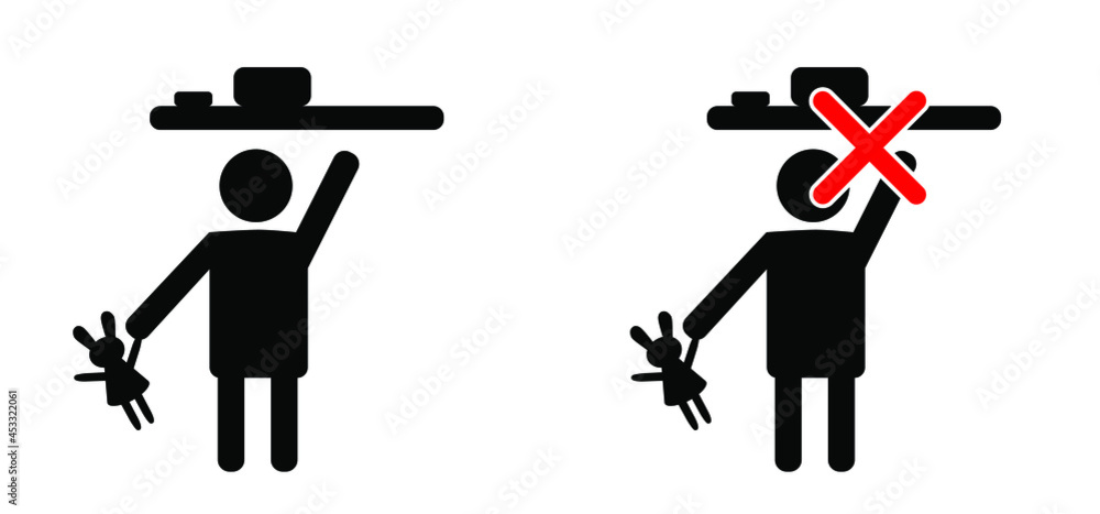 Stick man sign, Keep out of the reach, keep away from children or store ...