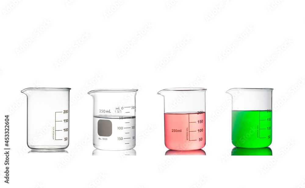 Laboratory glassware and Science concept , collection of Beaker flasks ...