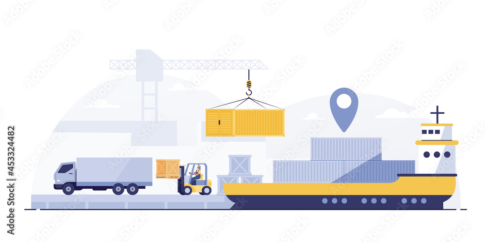 Container Ships, Break Bulk, Cargo logistics truck and transportation ...