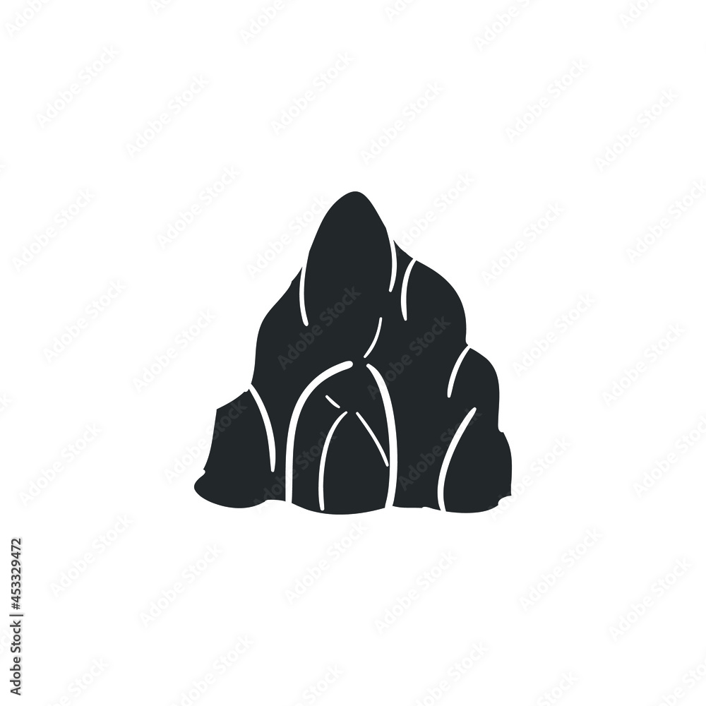 Stone Rock Icon Silhouette Illustration. Mountain Vector Graphic ...