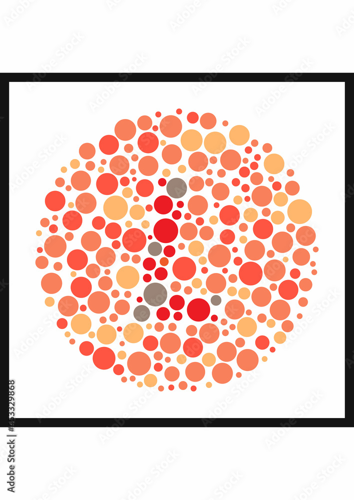 Vector graphic of Ishihara color test or Color blind test design. The ...