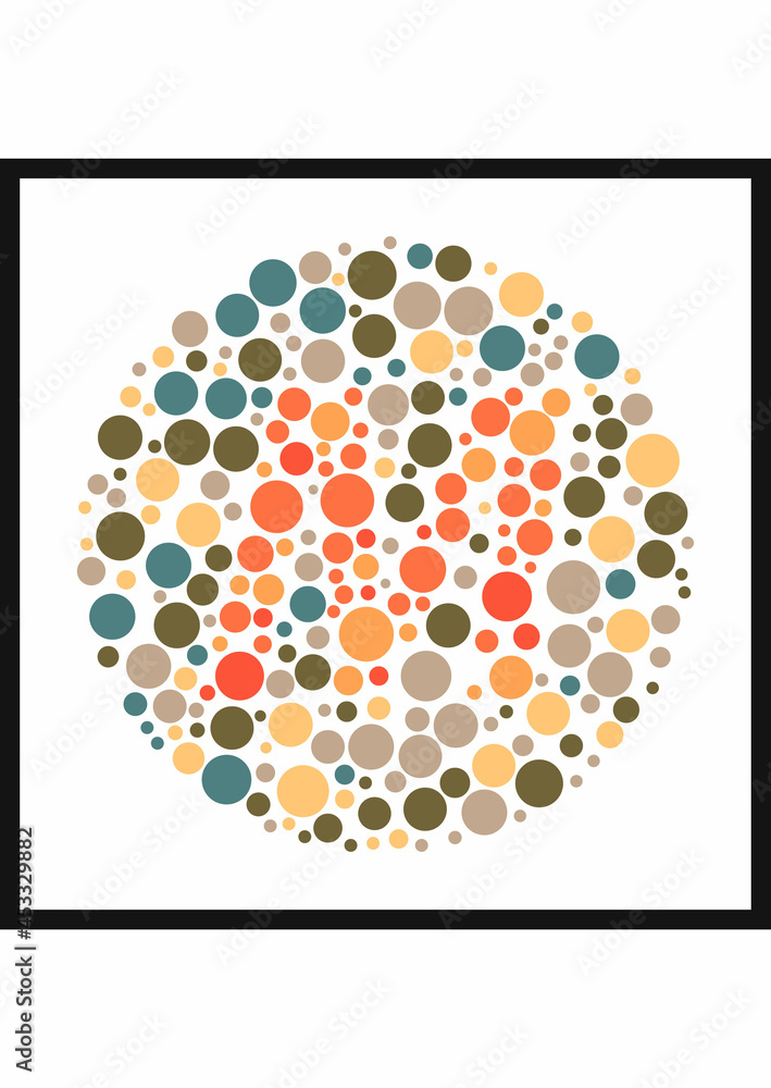 Vector graphic of Ishihara color test or Color blind test design. The ...