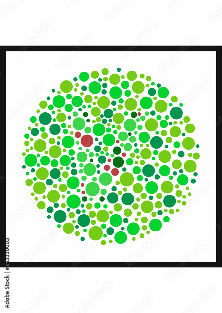 Vector graphic of Ishihara color test or Color blind test design. The ...