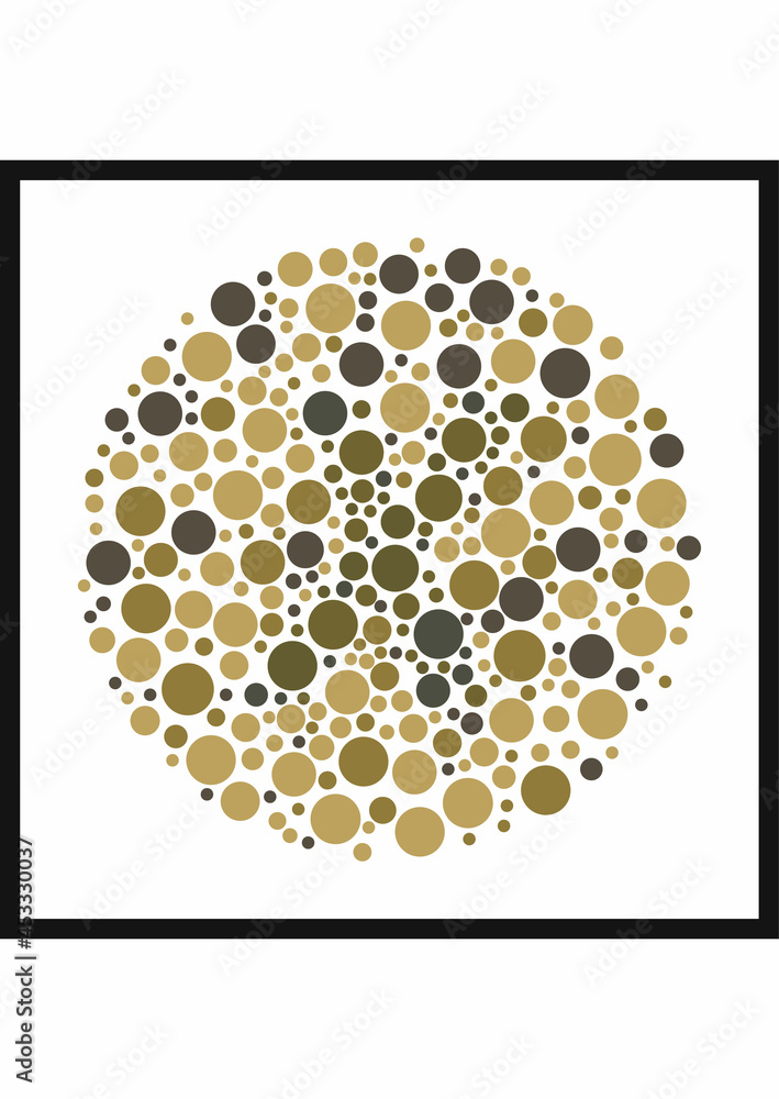 Vector graphic of Ishihara color test or Color blind test design. The ...