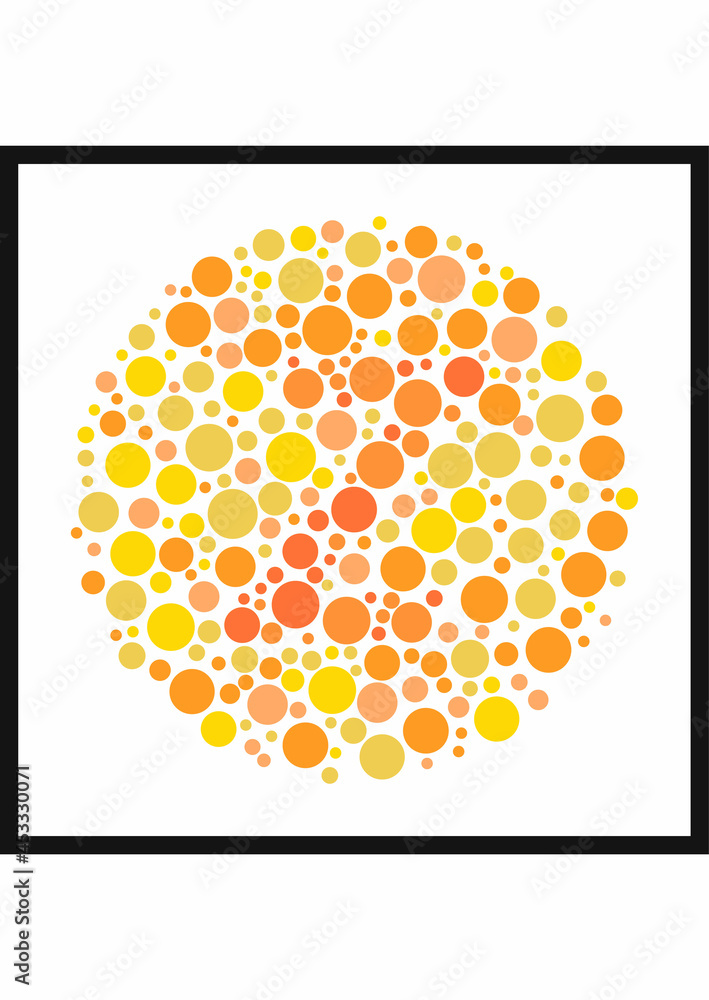 Vector graphic of Ishihara color test or Color blind test design. The ...