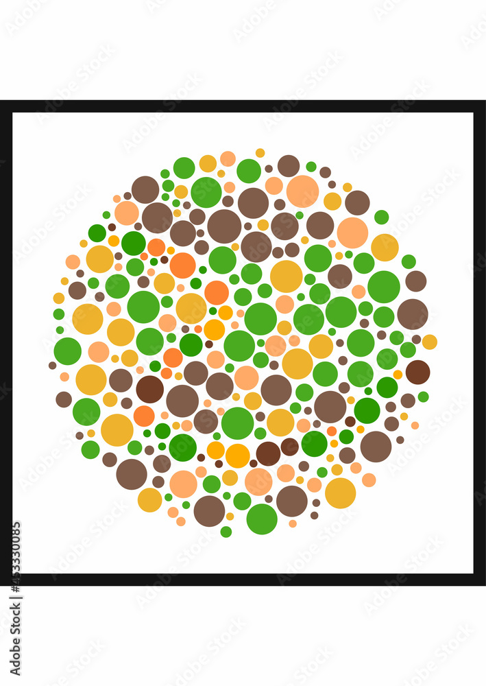 Vector graphic of Ishihara color test or Color blind test design. The ...