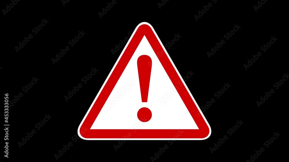 Red Caution Symbol Sign Animation on White Background and Green Screen ...
