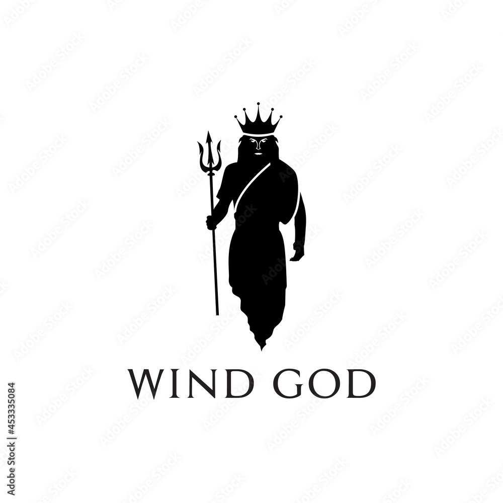 Vetor de Aeson Wind God Silhouette with crown and spear, Mighty Greek ...