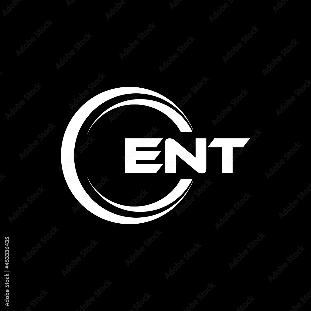 ENT letter logo design with black background in illustrator, vector ...
