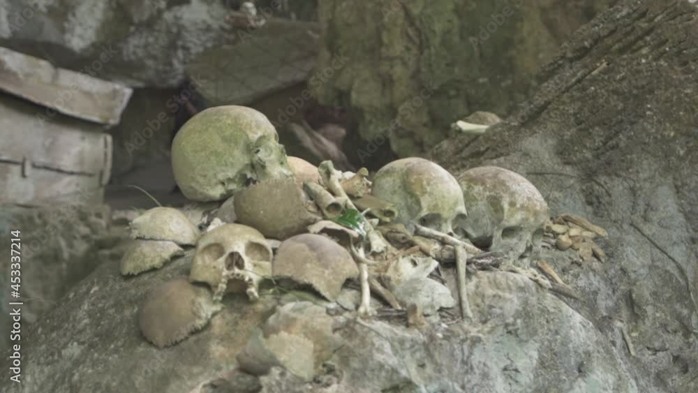 Tampang Allo, Tana Toraja, Indonesia - Tau Tau Human Skulls Piles of ...