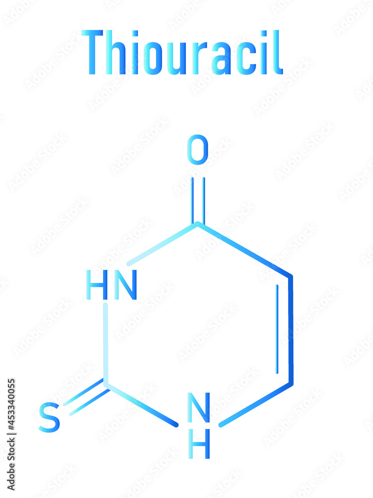 Thiouracil drug molecule. Obsolete drug molecule, previously used in ...