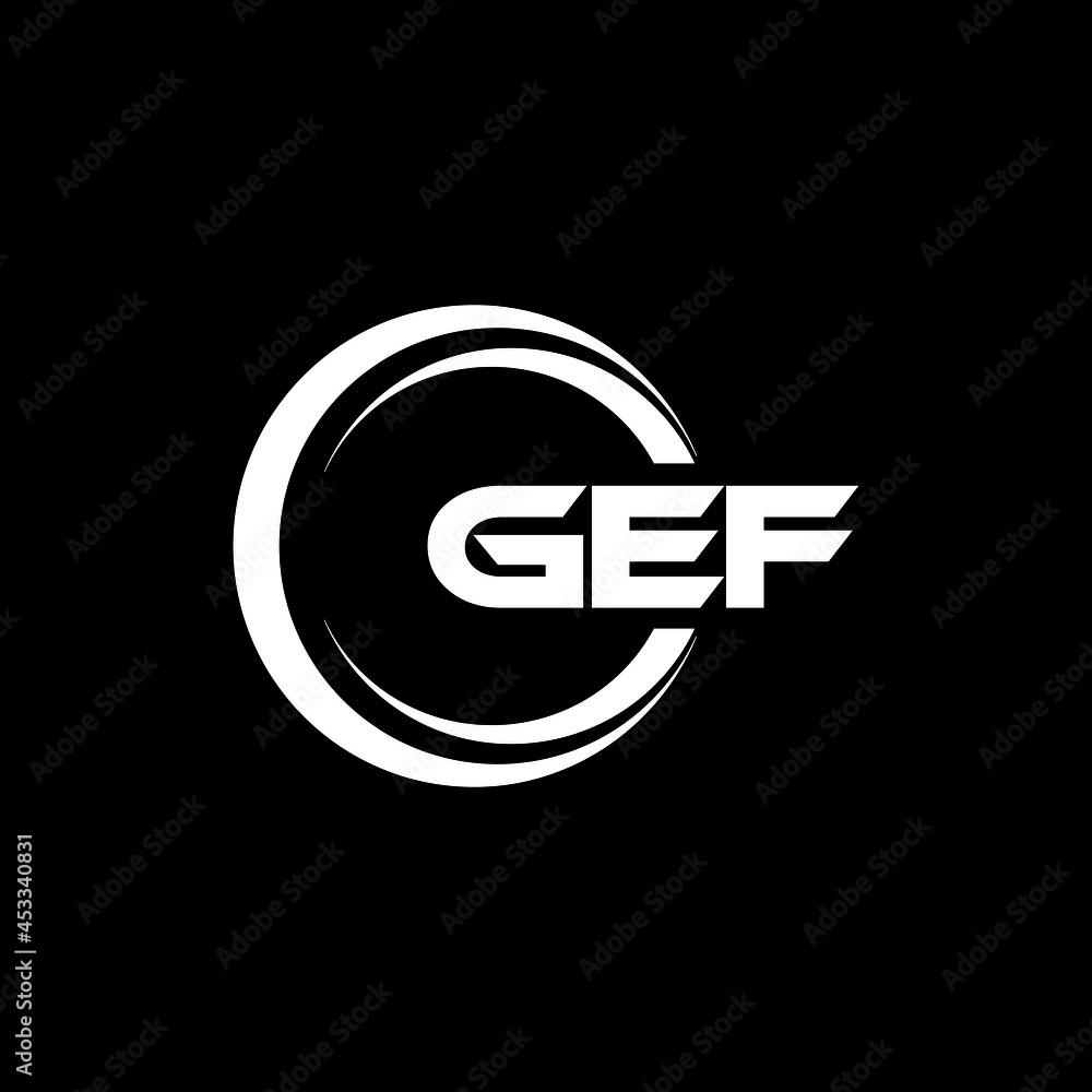 GEF letter logo design with black background in illustrator, vector ...