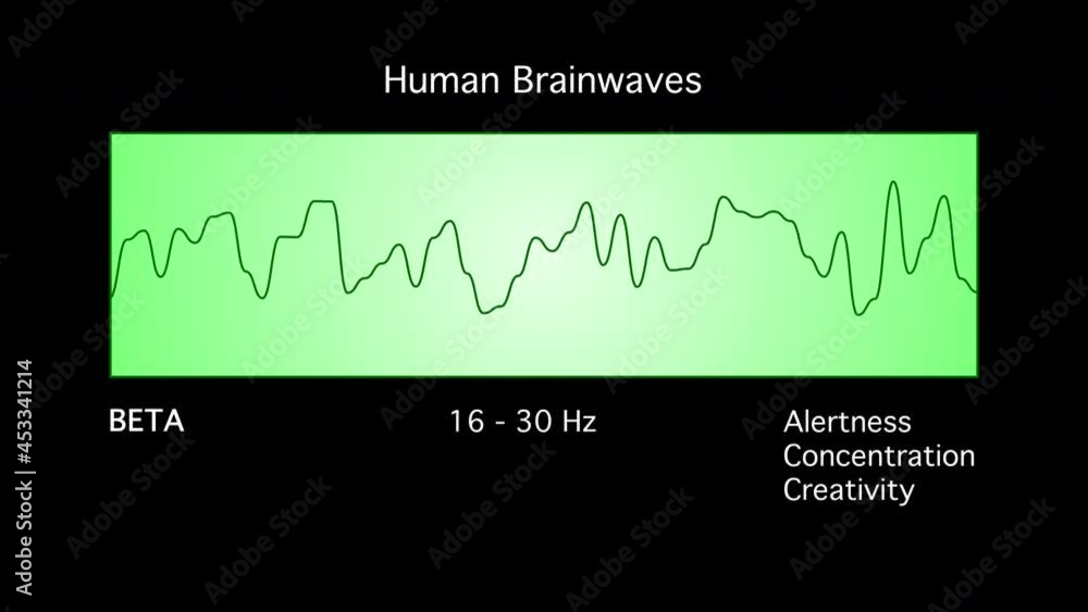 Beta Human Brain Waves Diagram Illustration Animation on Black ...