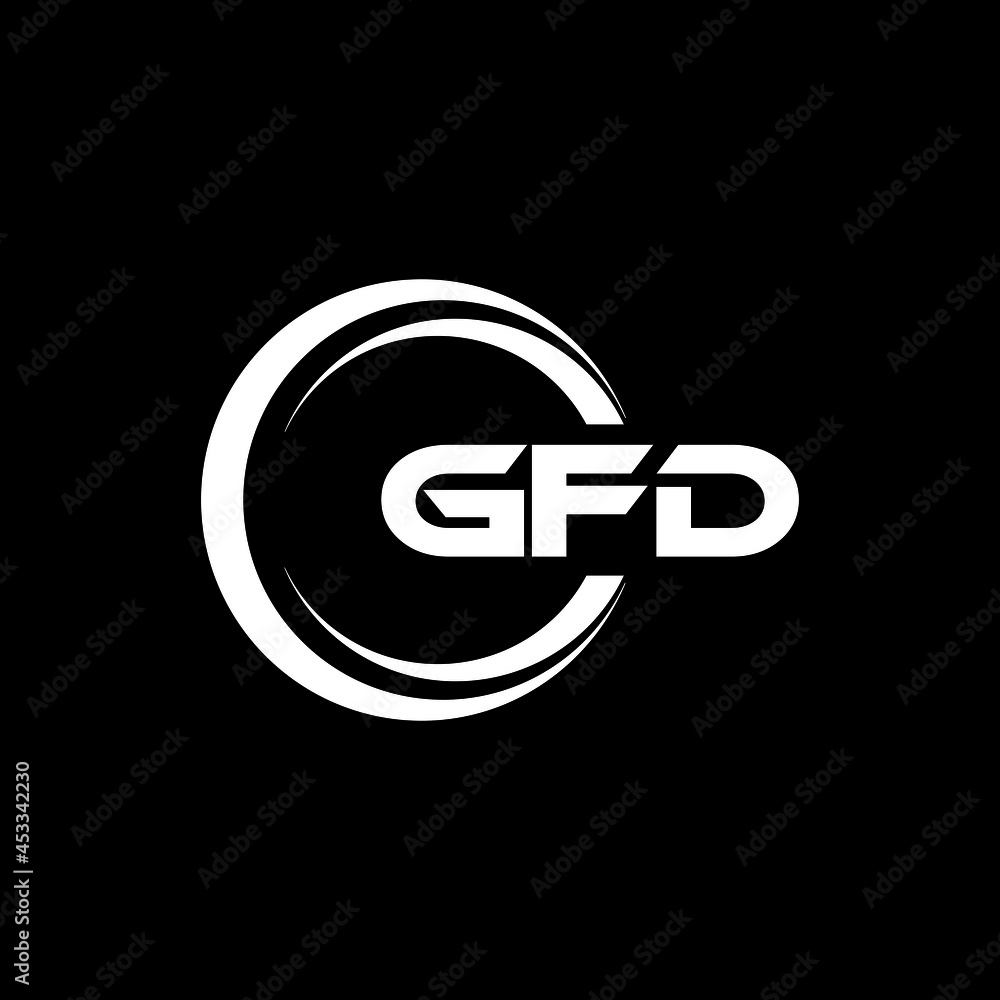 GFD letter logo design with black background in illustrator, vector ...
