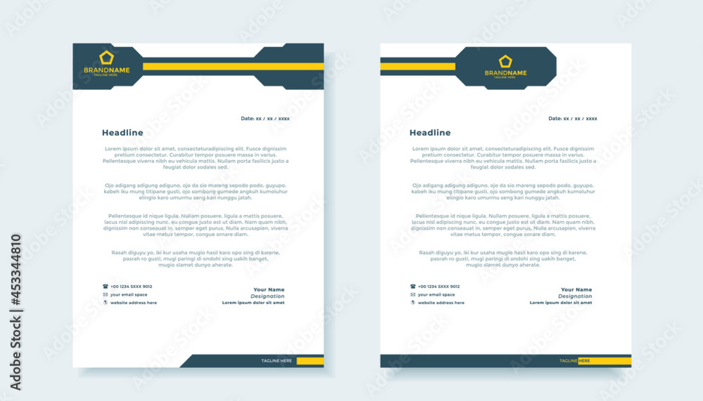 Elegant blue and yellow combination business letterhead template design ...