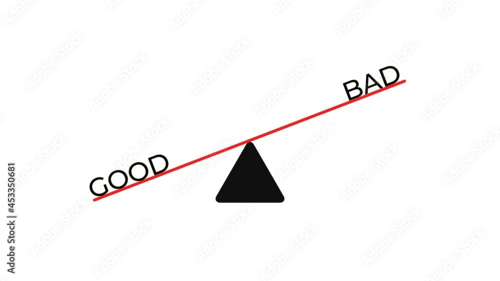 Vidéo Stock Balance Scales or Seesaw of Good and Bad Animation Heavy on ...