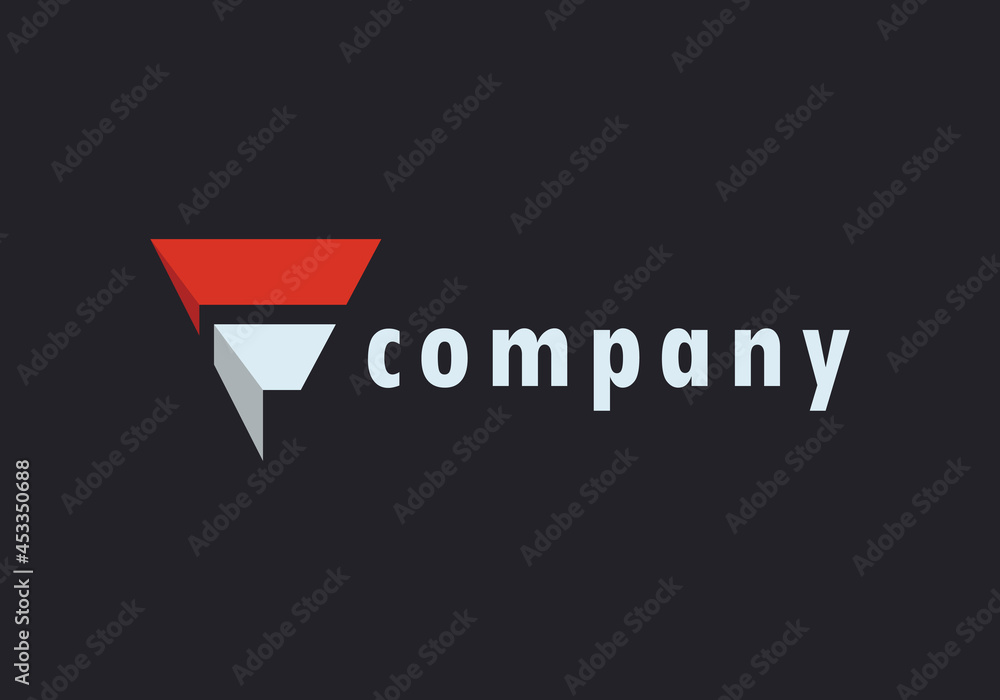 Abstract Flag Logo. Initial Letter F Linked Logo. Red and White ...