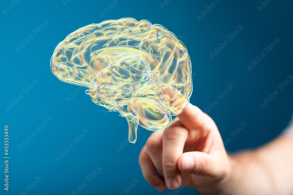 Brain. Low poly abstract digital human brain. Neural network. IQ ...