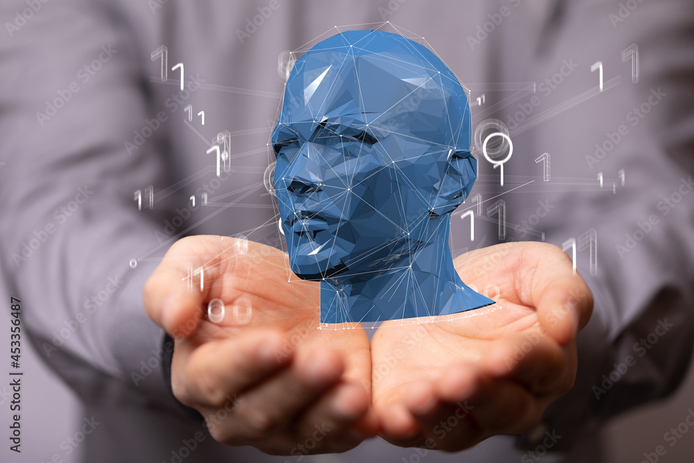 Human head and brain.Deep learning , Machine learning and artificial ...