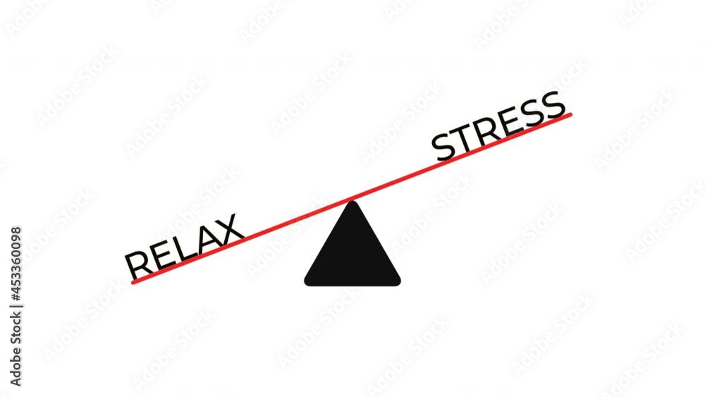 Balance Scales or Seesaw of Relax and Stress Animation Heavy on Benefit ...