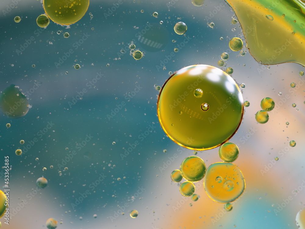 Abstract Oil globules in water background Stock Photo | Adobe Stock