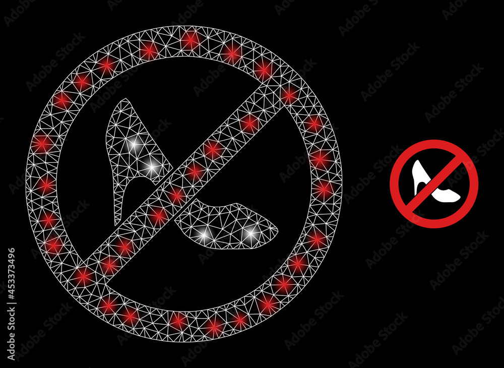 Bright mesh vector stop lady shoes with glow effect. White mesh, light ...