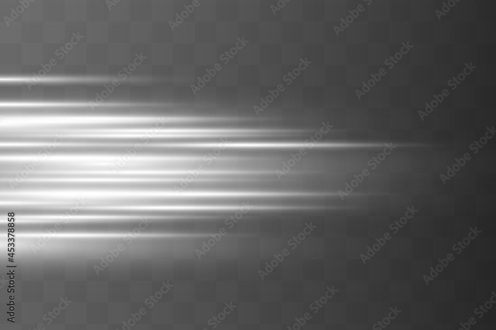White glowing light explodes on a transparent background. Sparkling ...