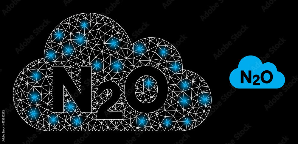 Bright mesh vector nitrous oxide gas with glare effect. White mesh ...