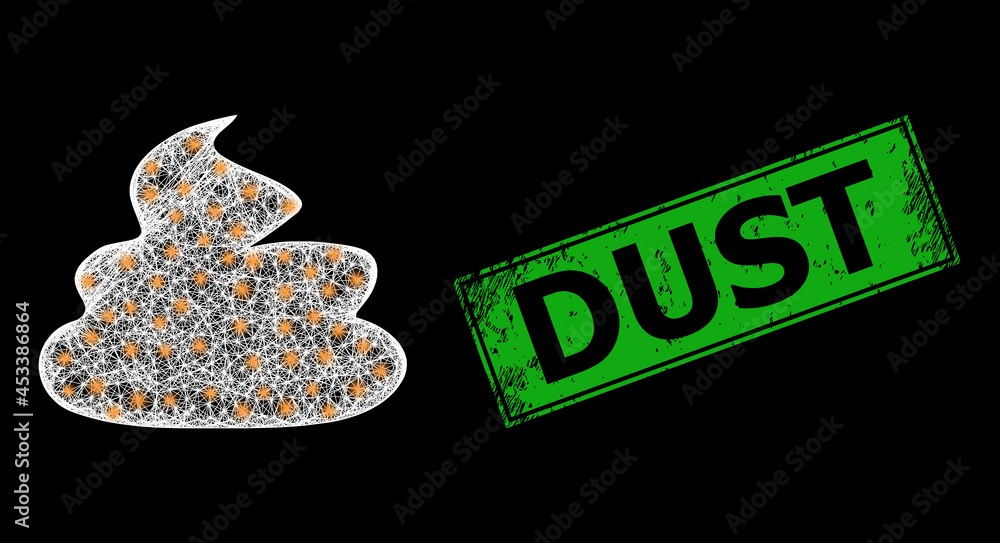 Glowing crossing mesh shit model with glowing spots, and green ...