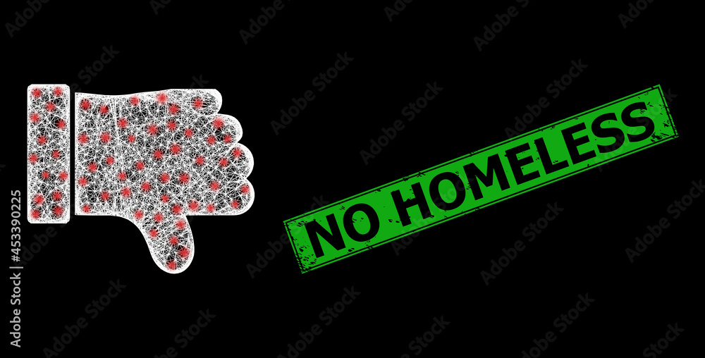 Bright net mesh thumb down framework with light spots, and green ...