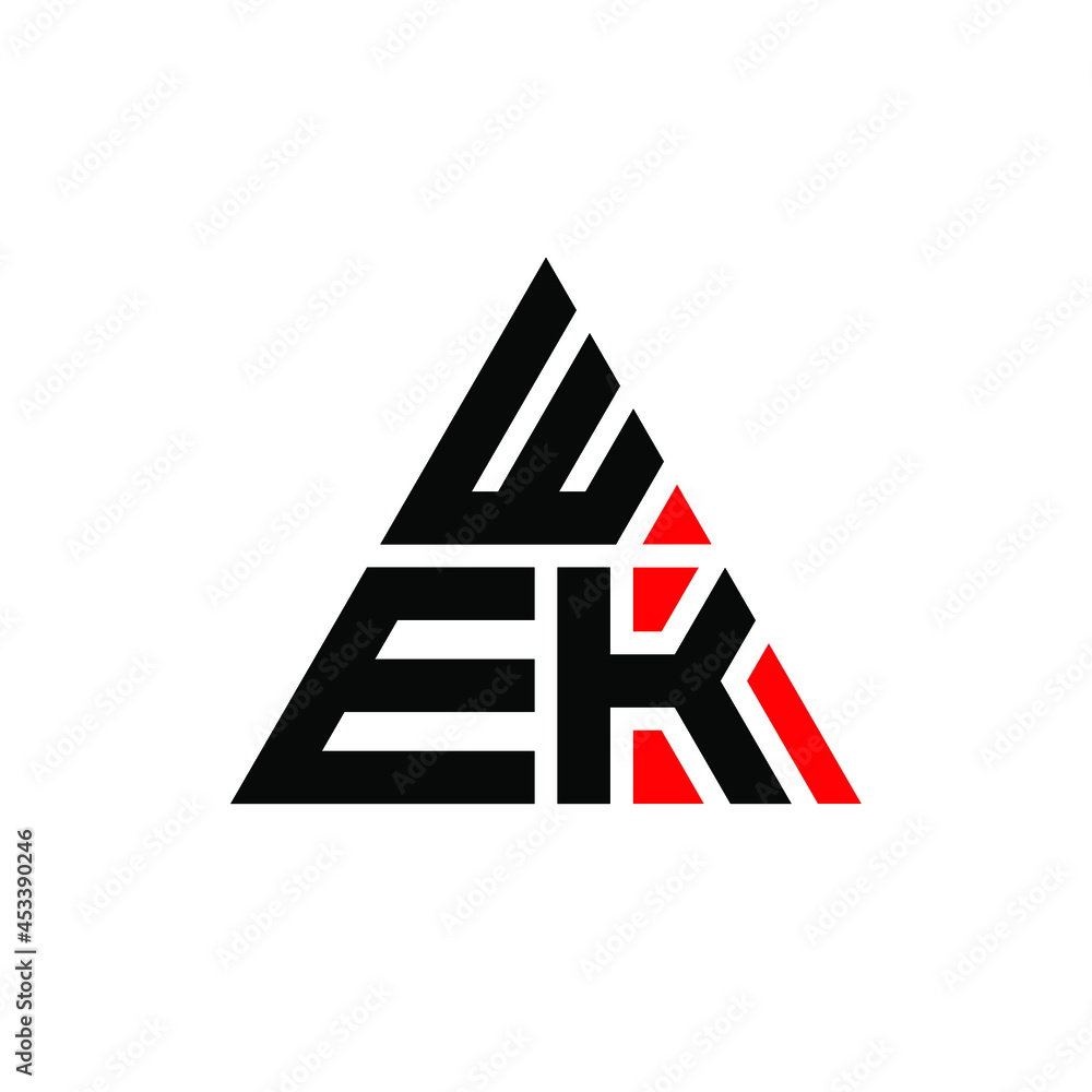 WEK triangle letter logo design with triangle shape. WEK triangle logo ...