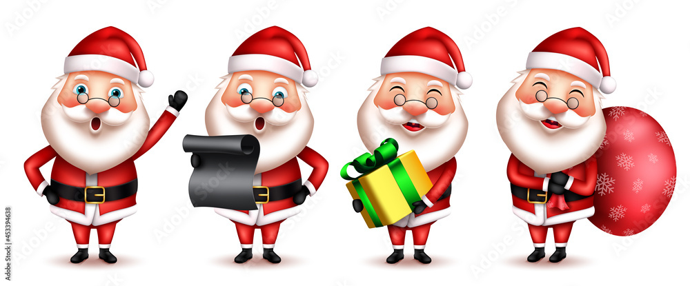 Vetor do Stock: Christmas santa character vector set. Santa claus 3d ...