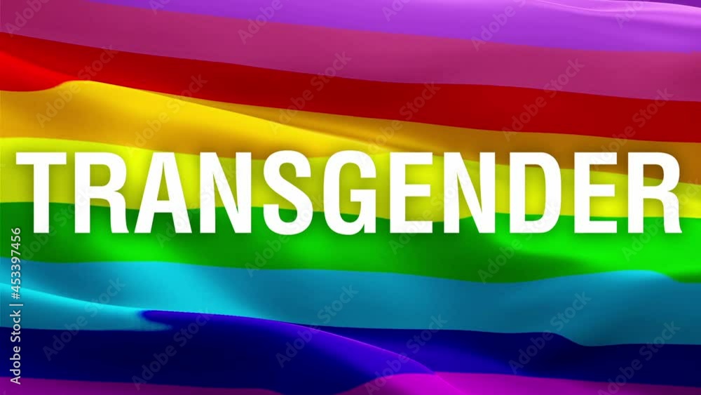 Transgender text on flag LGBT waving in wind video footage Full HD ...