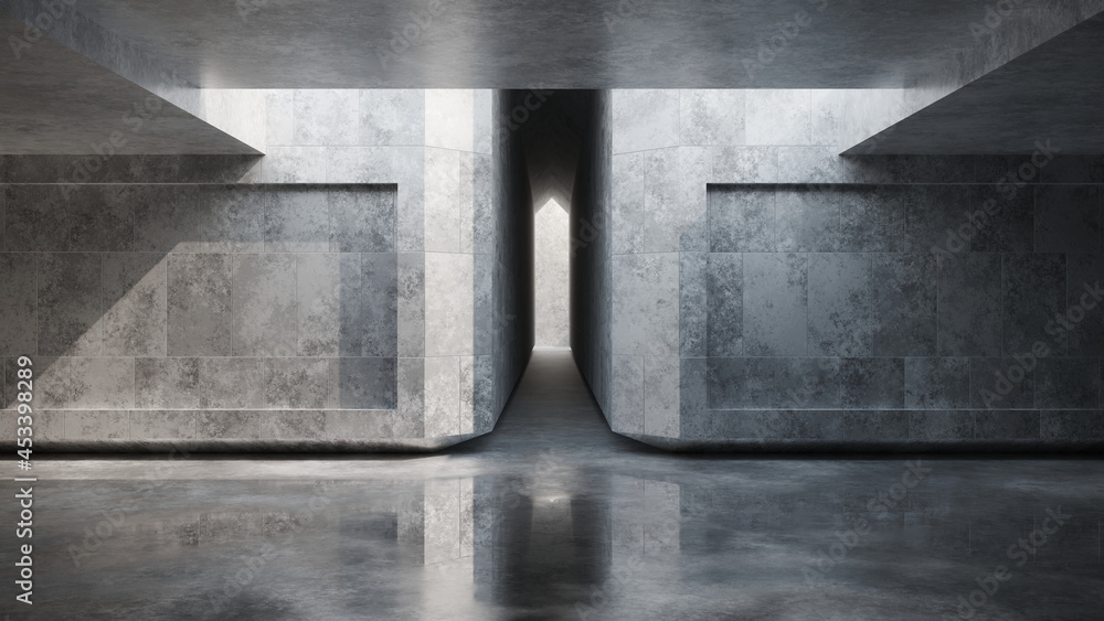 Brutalist architecture exterior background. 3D Rendering Stock ...