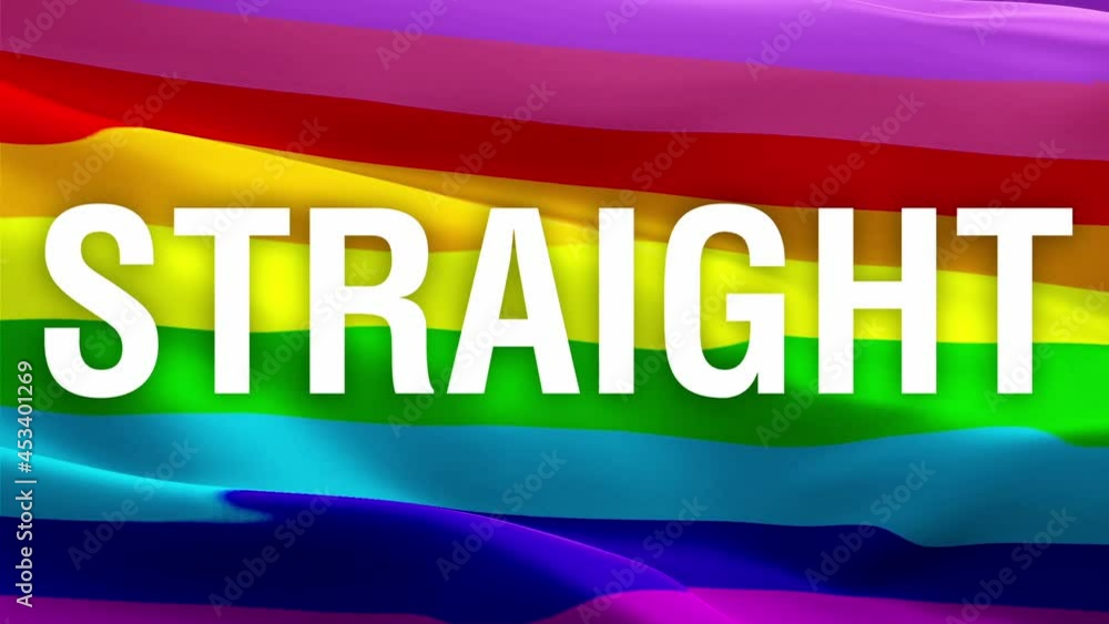 Straight text on Rainbow Gay flag video waving in wind. Realistic ...