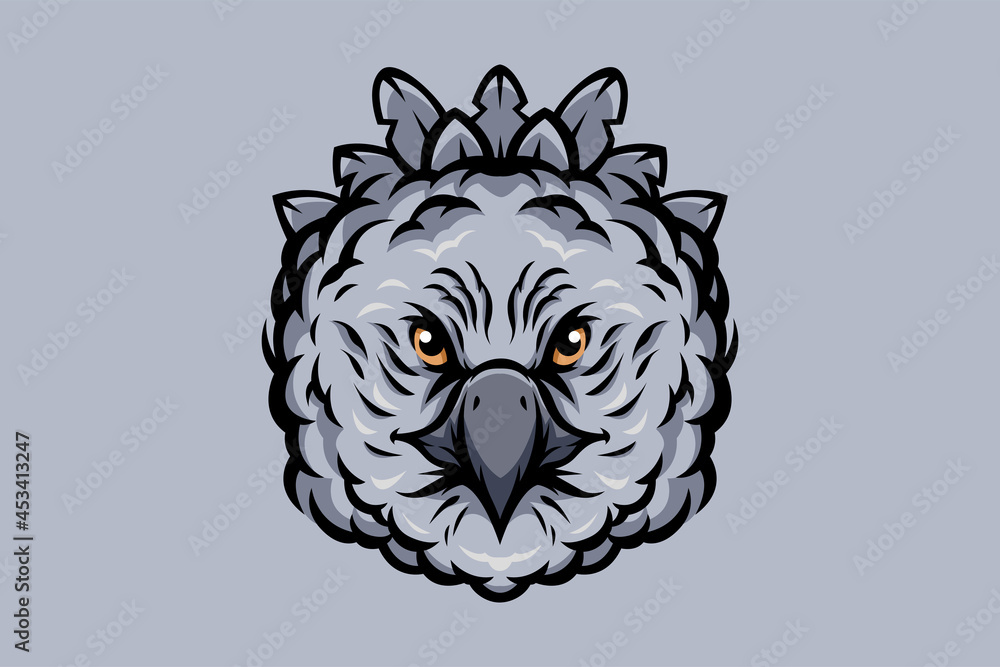 Aggressive Harpy Eagle Head Vector Logo or Illustration Stock Vector ...