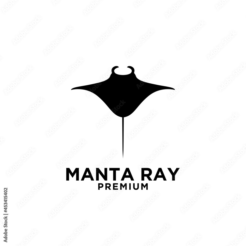 Premium manta ray vector black logo design isolated white background ...