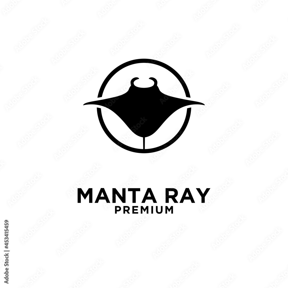 Premium manta ray vector black logo design isolated white background ...
