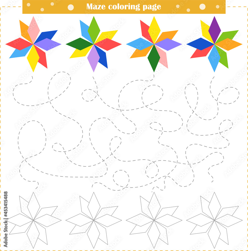 Logic game for children. Go through the maze and color the figure ...
