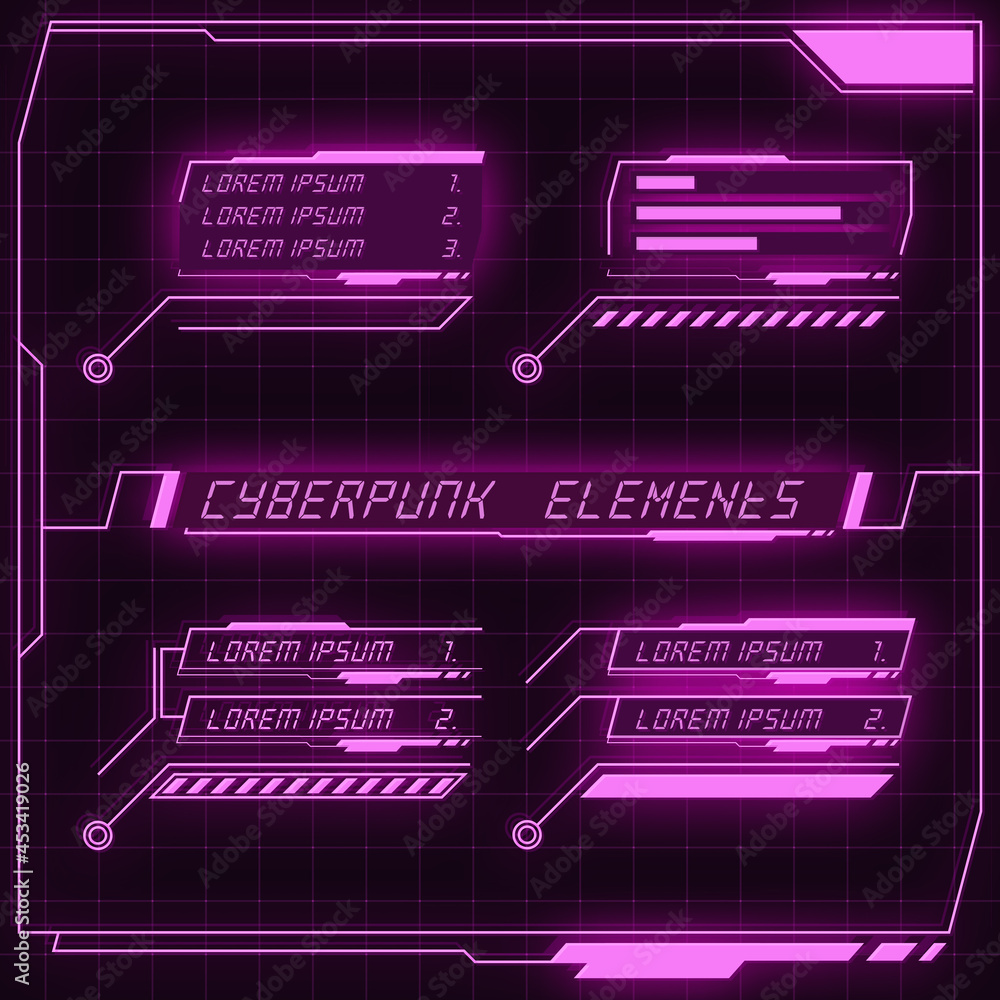 Scifi futuristic panel collection of HUD elements GUI VR UI design ...