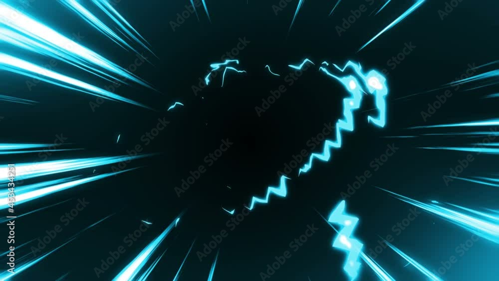 Blue light with cartoon speed lines. Comic rays on black background ...