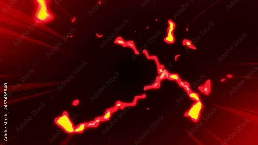 Red fire with cartoon speed lines. Comic rays on black background ...